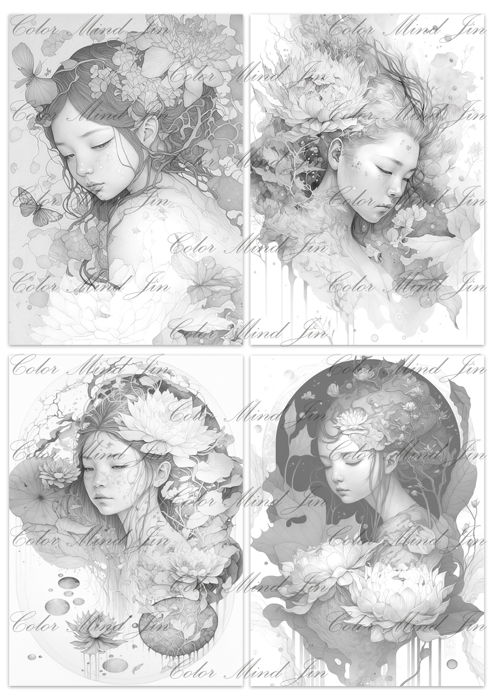 Coloring Page for Adults Bundle Printable Coloring Set of 4 Instant ...