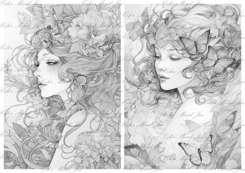 Coloring Page Bundle Printable Coloring Set of 4 for Adults Instant ...