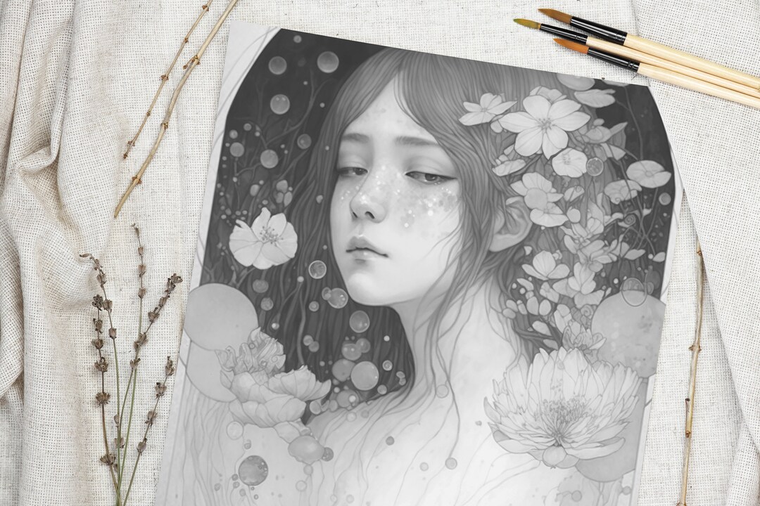 Digital Adult Coloring Pages - Printable Klimt Inspired Grayscale ...