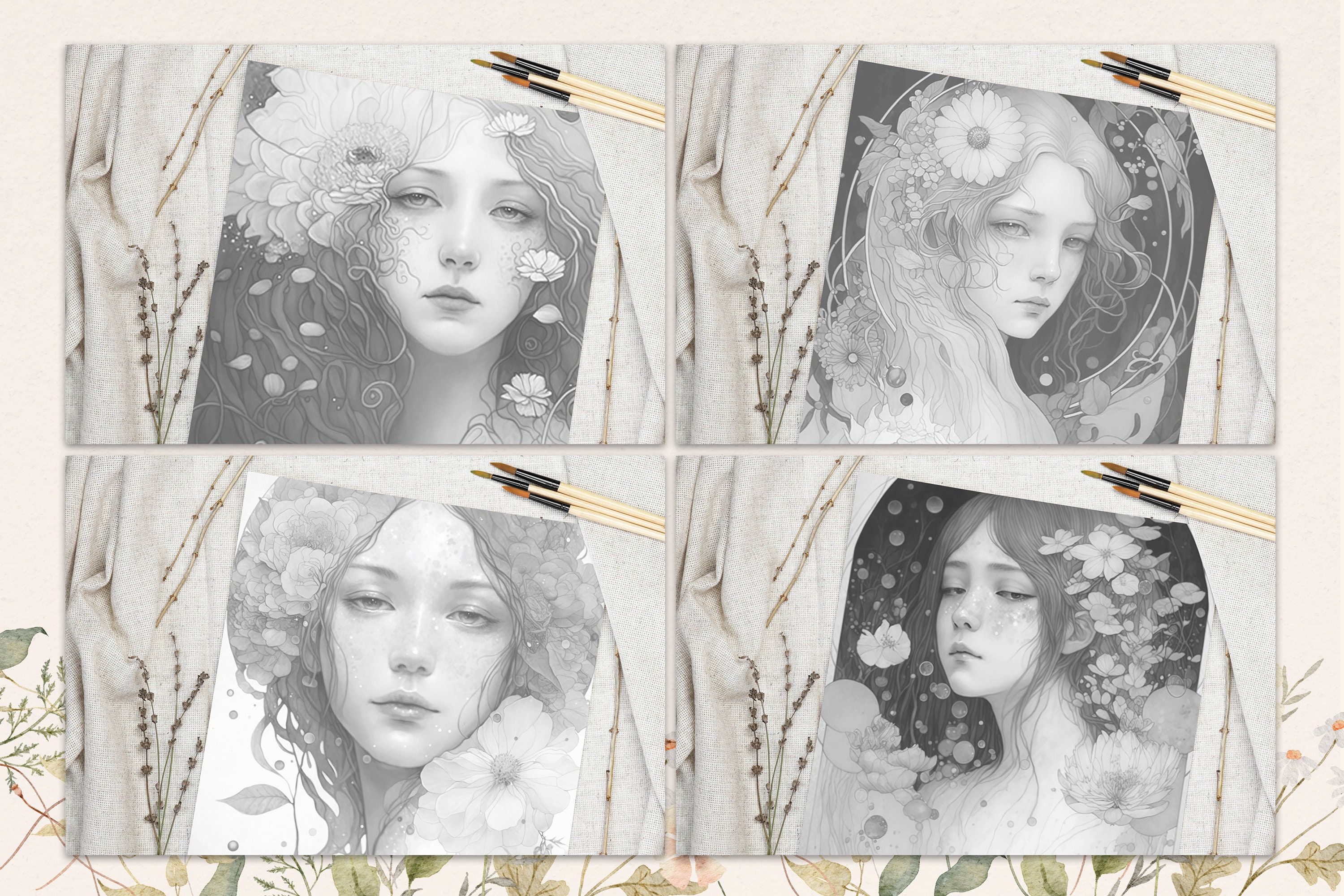 Coloring Page Bundle Printable Coloring Set of 6 for Adults Instant ...