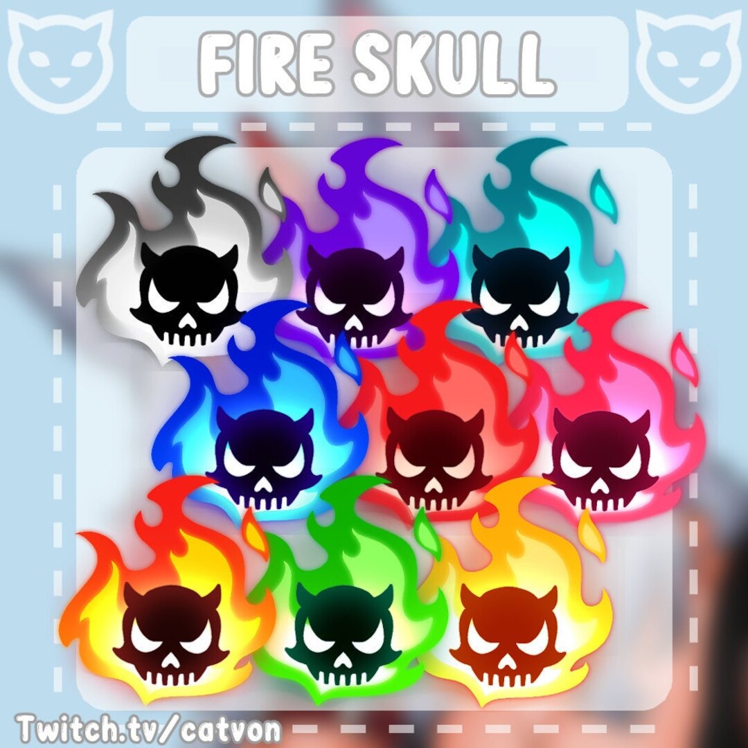 FIRE SKULL Emote/ Badges Pack of 9 for Twitch Subscriber Bit Badge ...