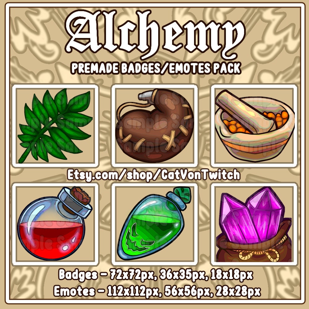 ALCHEMY Premade Badges/emotes Pack Loyality Twitch Streamer - Etsy