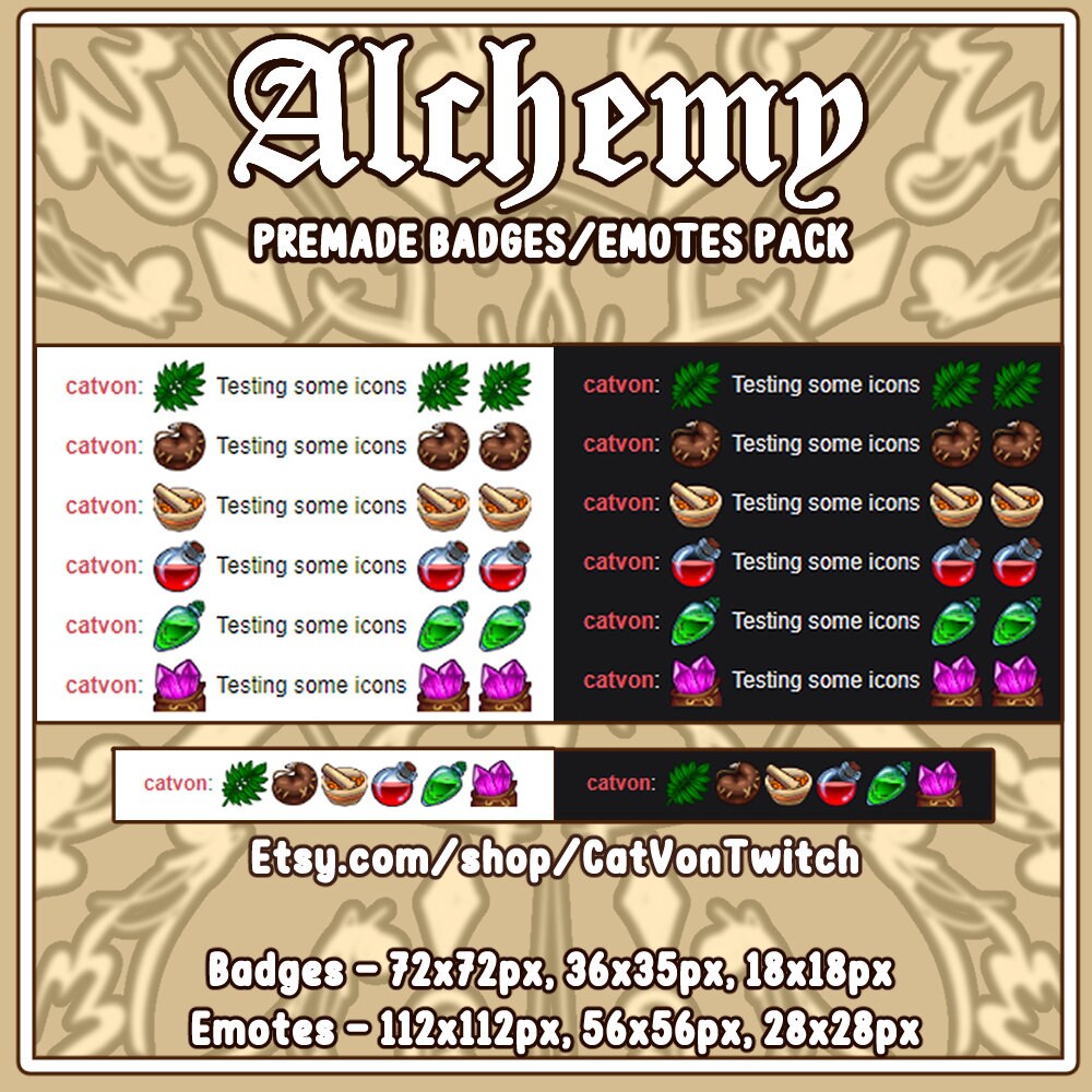 ALCHEMY Premade Badges/emotes Pack Loyality Twitch Streamer - Etsy