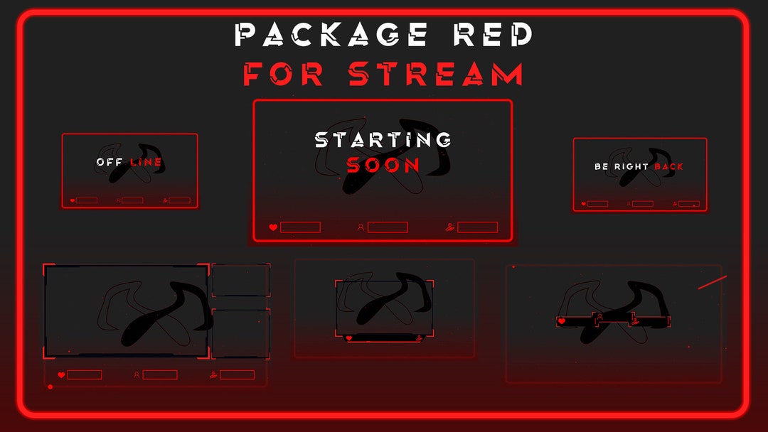 PACK RED ANIMATED L Streamlabs & Obs L Starting Soon /off Line /pause ...