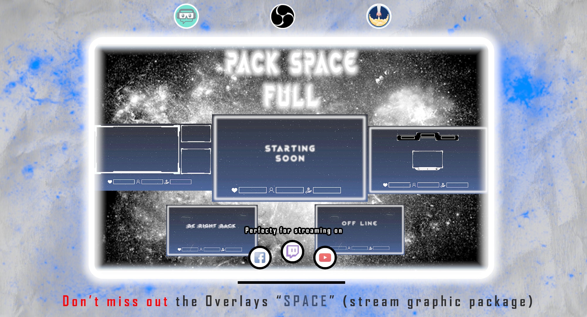 NEON ANIMATED PACK L Streamlabs & Obs L Starting Soon /off Line /pause ...
