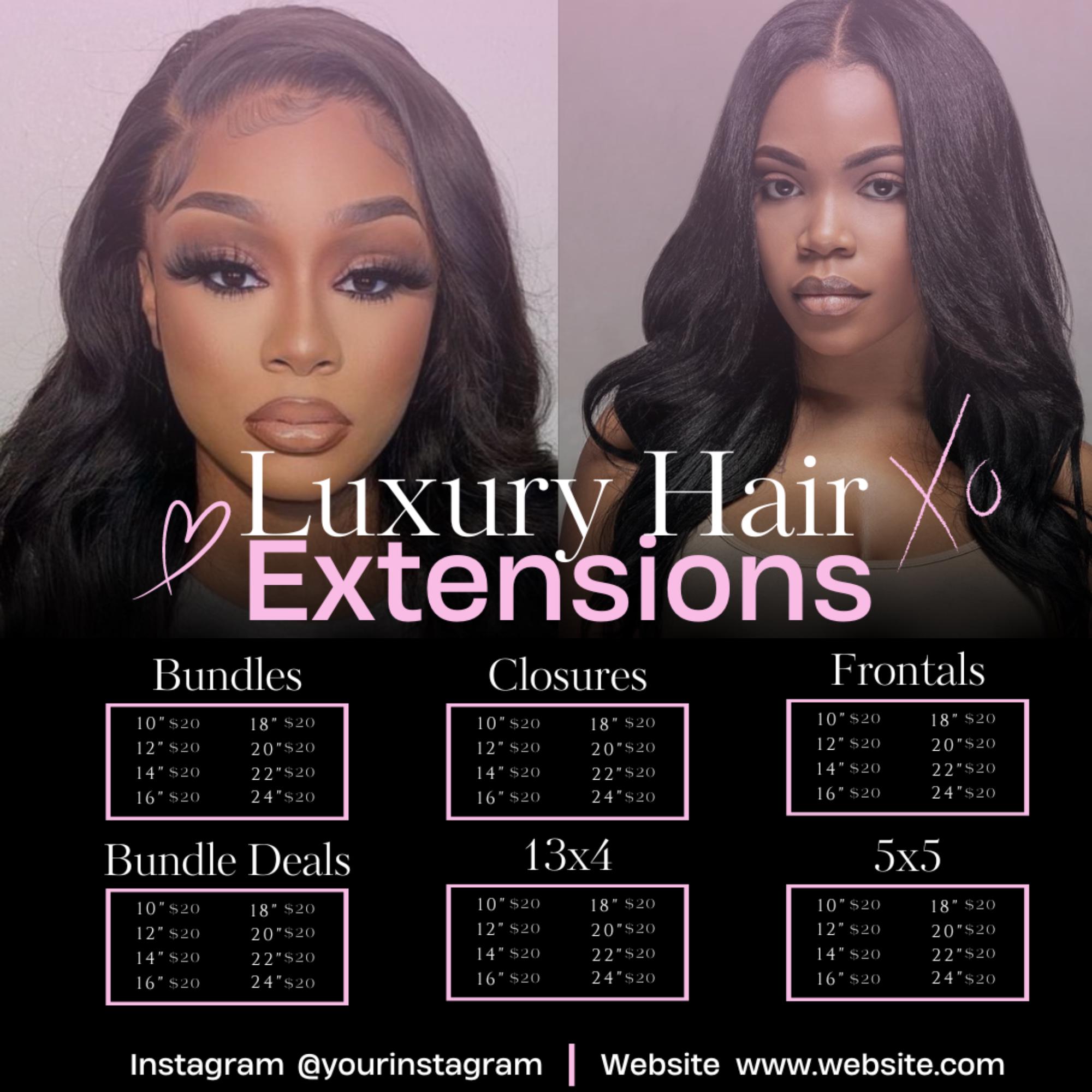 DIY Hair Bundles Wigs Price List Template | Bundle Deals Closures ...