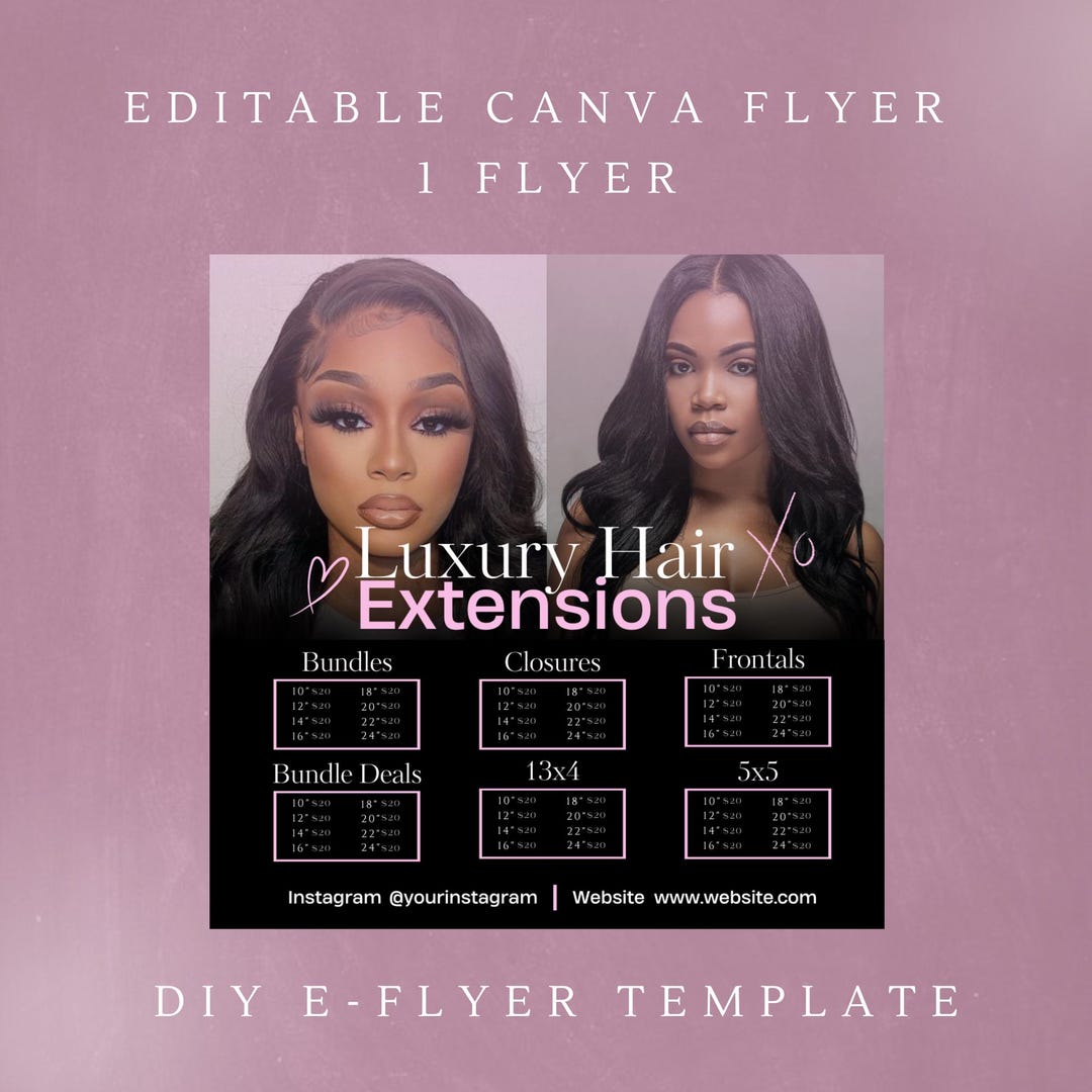 DIY Hair Bundles Wigs Price List Template | Bundle Deals Closures ...