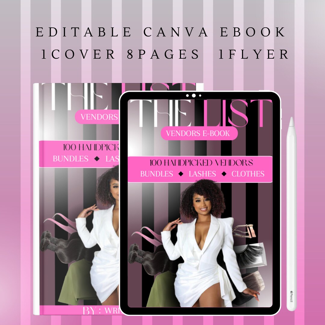 E-book Template, E-book Flyer, Ebook Cover, Vendors List, Hair, Nails ...