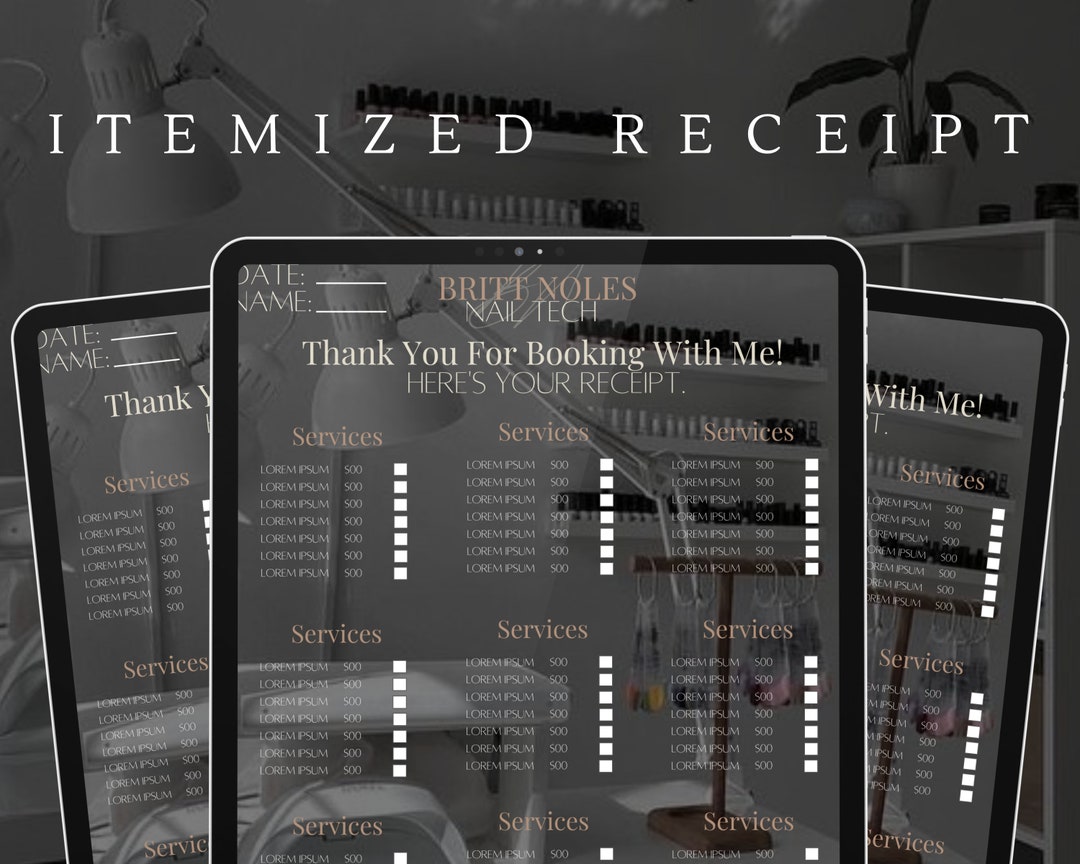 DIY Itemized Receipt Invoice Template Nail Tech Wig Install Makeup ...