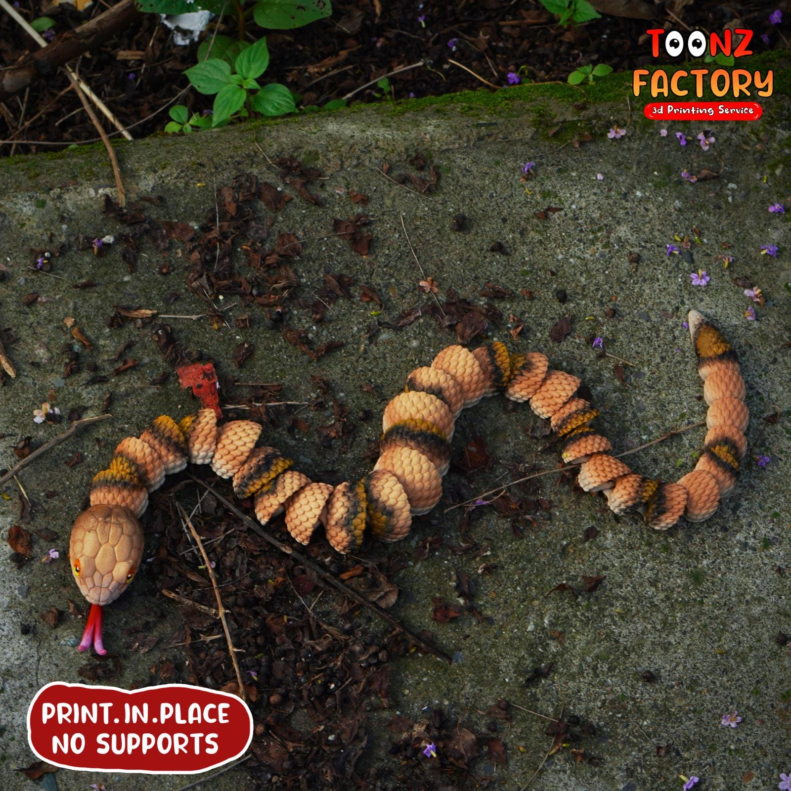 3D Printed Articulated Copperhead Snake: Flexi Toy (instant Download - Etsy