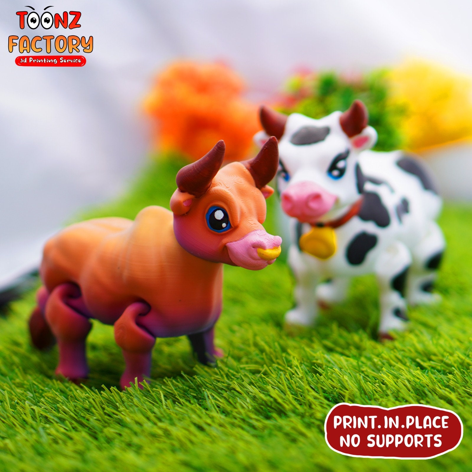 Cute Flexi Cow and Bull 3D Model (instant Download) - Etsy