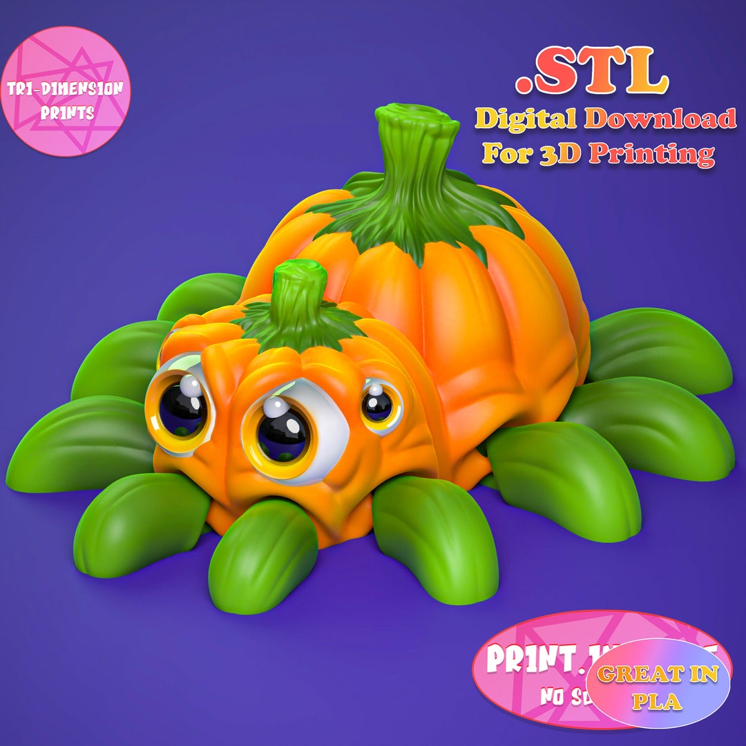 Cute Flexi Pumpkin Spider Toy 3D Print (instant Download) - Etsy