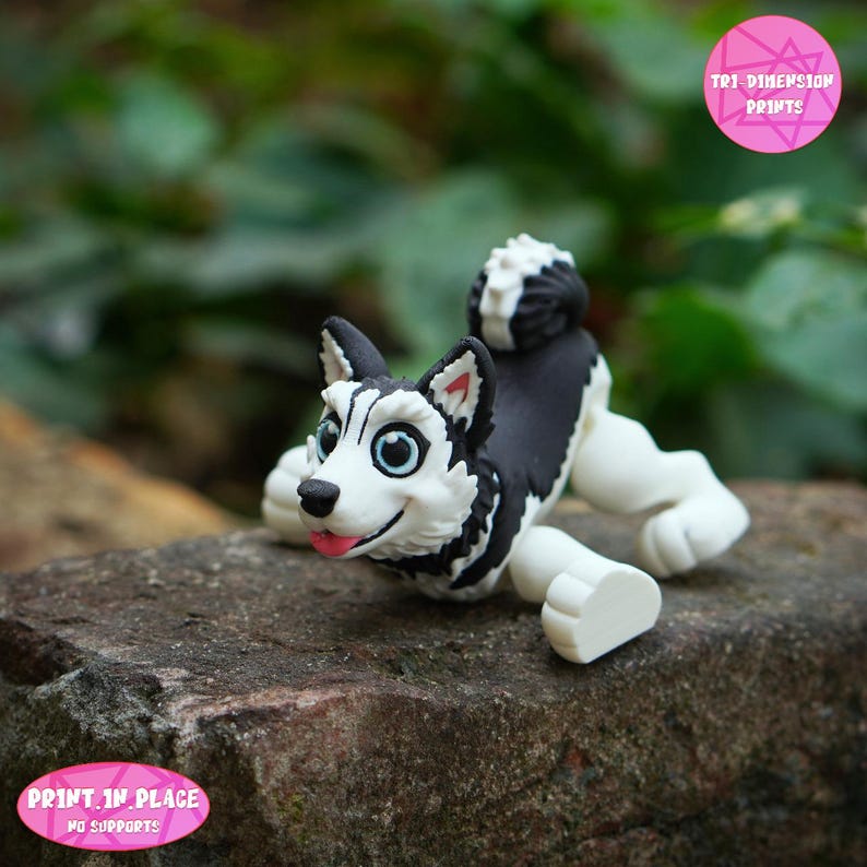 Flexi Husky Dog: 3D Print in Place Toy (instant Download) - Etsy