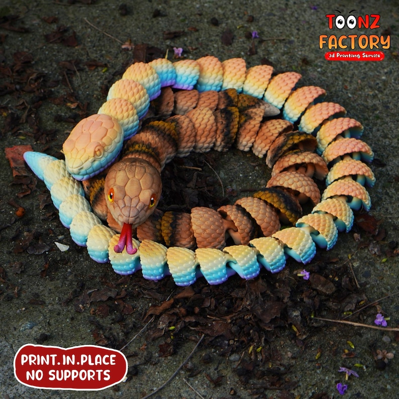 3D Printed Articulated Copperhead Snake: Flexi Toy (instant Download - Etsy