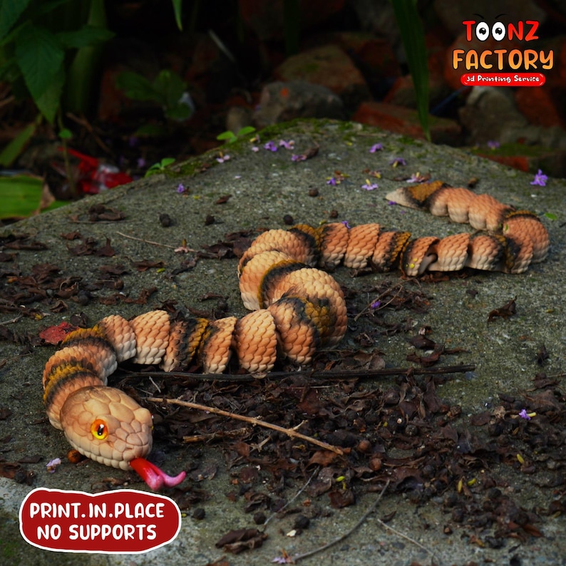 3D Printed Articulated Copperhead Snake: Flexi Toy (instant Download - Etsy
