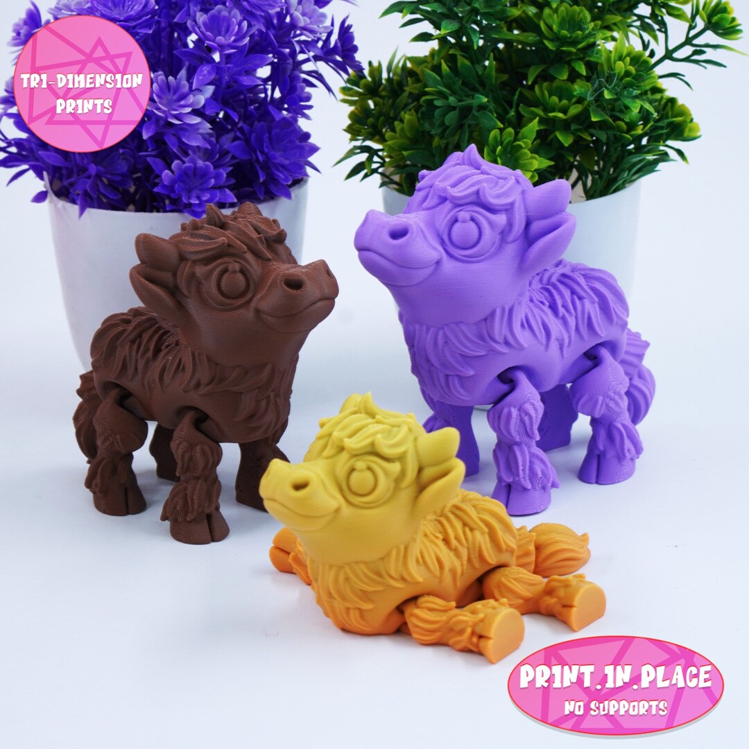 Flexi Baby Highland Cow 3D Model - Articulated 3D Print (instant ...