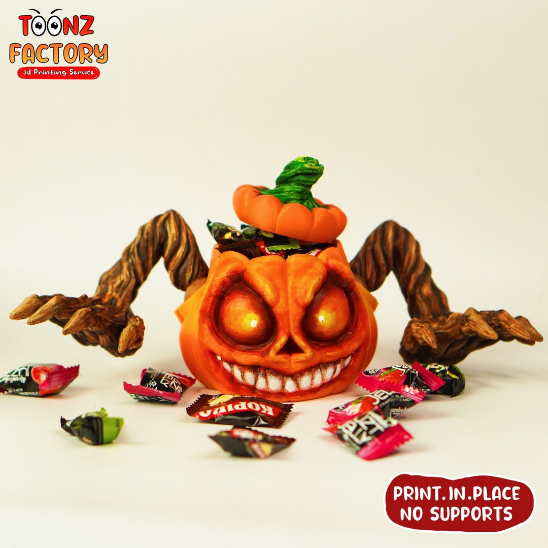 3D Printed Haunted Pumpkin Candy Bowl: Articulated Halloween Decor ...