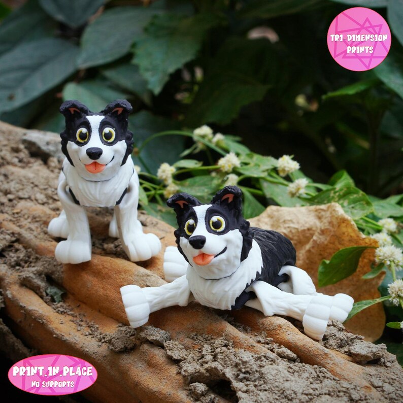 Flexi Border Collie 3D Print-in-place Toy (digital Download) - Etsy