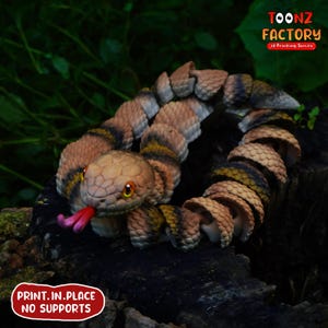3D Printed Articulated Copperhead Snake: Flexi Toy (instant Download - Etsy