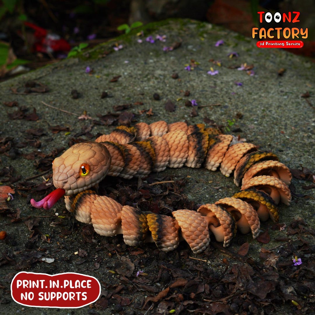 3D Printed Articulated Copperhead Snake: Flexi Toy (instant Download - Etsy