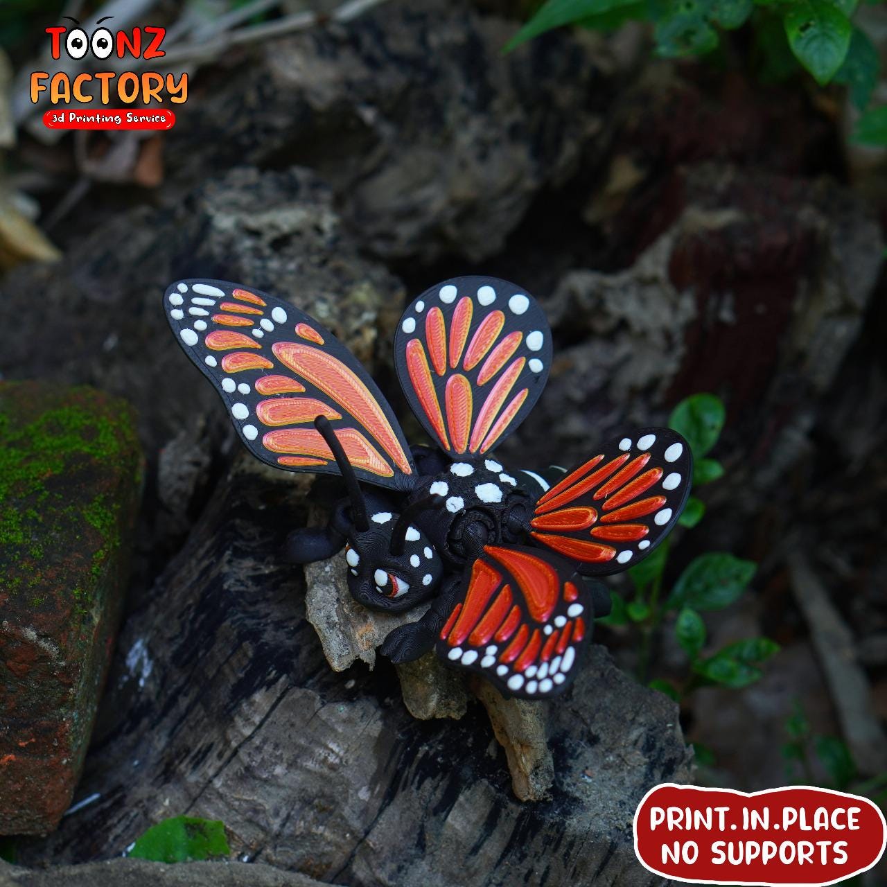 Flexi Monarch Butterfly 3D Model: Articulated Print-in-place (digital ...