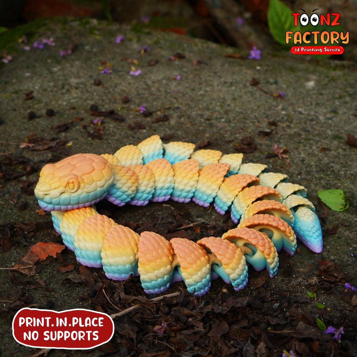 3D Printed Articulated Copperhead Snake: Flexi Toy (instant Download - Etsy