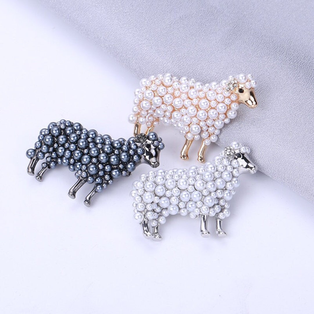 Pearl Sheep Brooches Lovely Animal Casual Pins B920B6F576F47 - Etsy