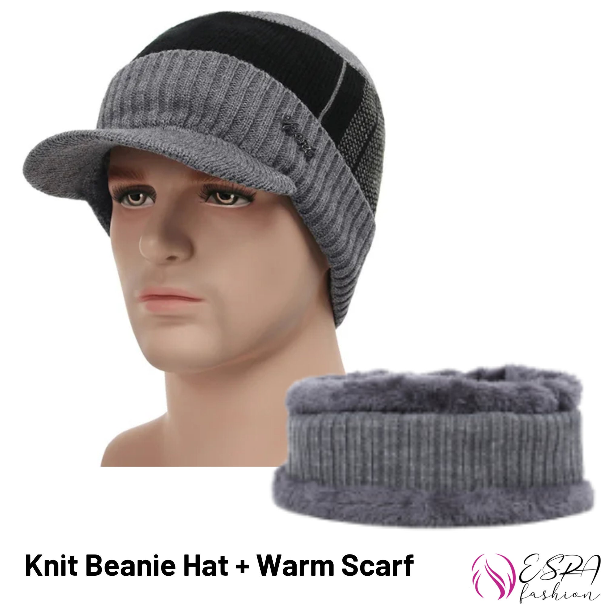 Winter Warm Knitting Hat and Scarf Combination 2pcs, Warm Windproof ...