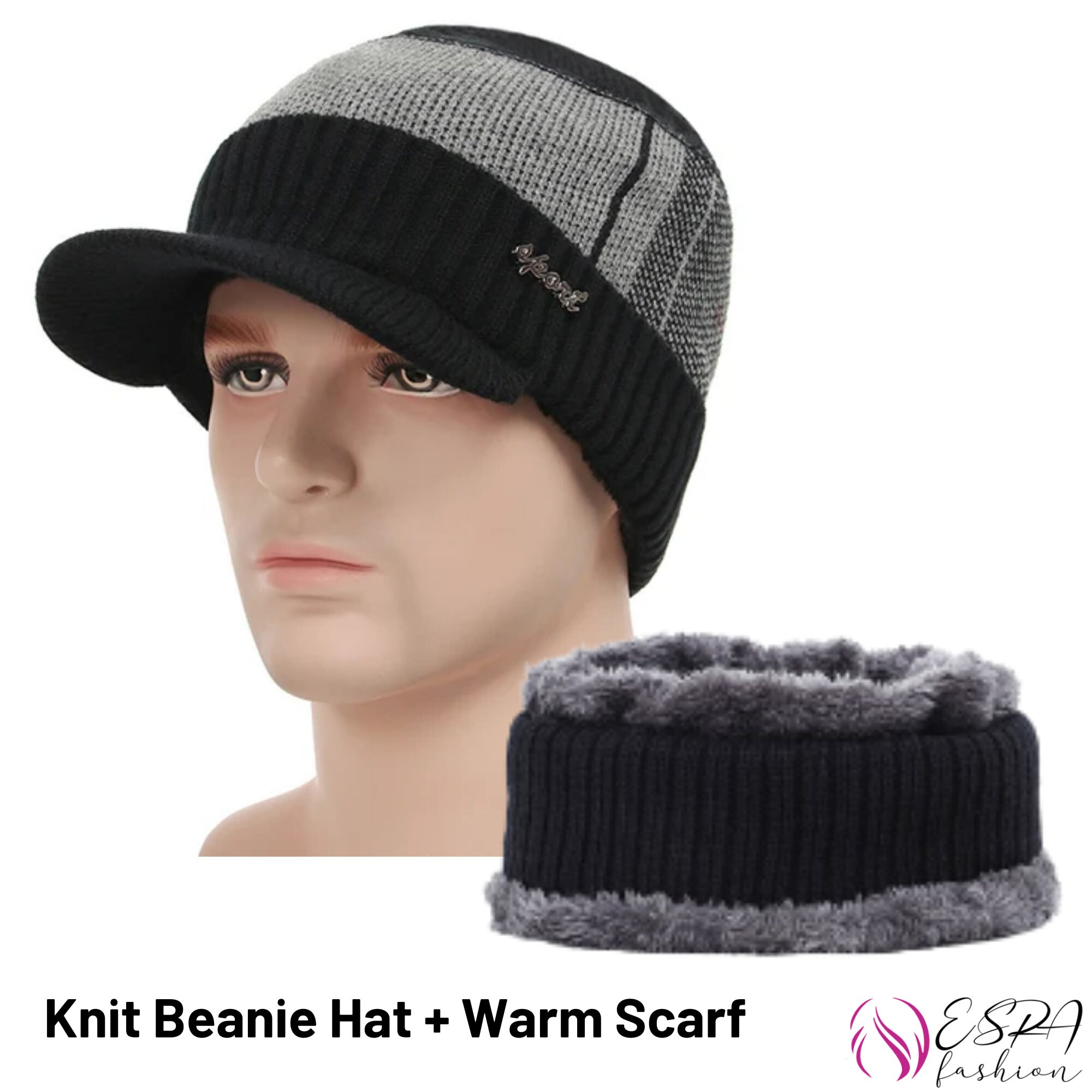 Winter Warm Knitting Hat and Scarf Combination 2pcs, Warm Windproof ...