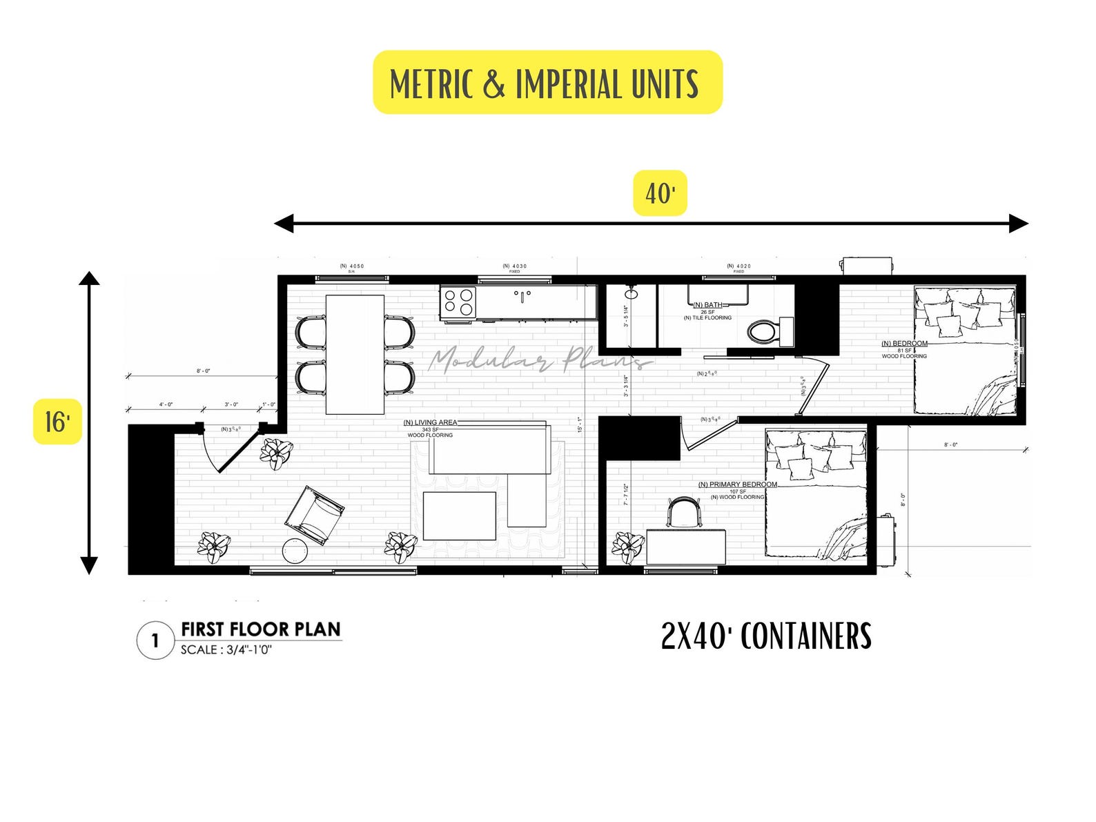 2 X 40ft Container Home Plans | 2 Bedroom Container Home Plans ...