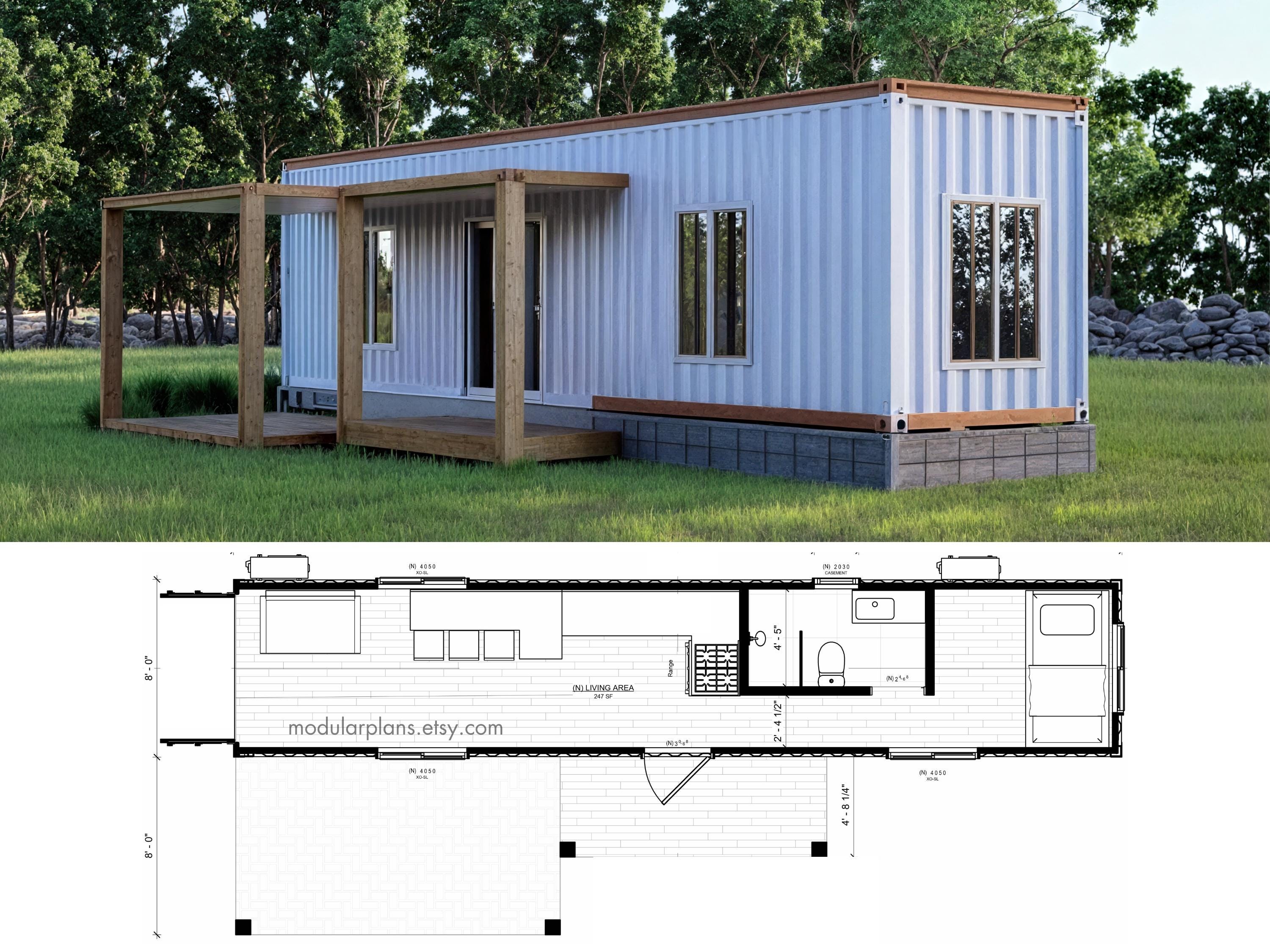 40ft Container Home With Carport | Container Home Floor Plans ...