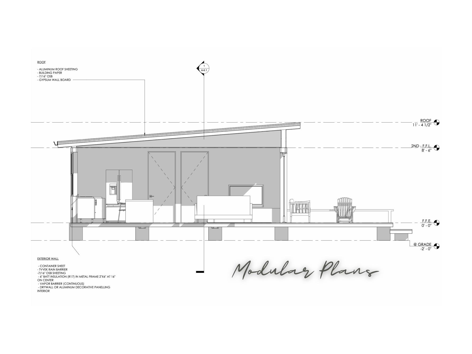 3x40' Modern Container Home Plans | 2 Bedroom Container Home | Full Set ...