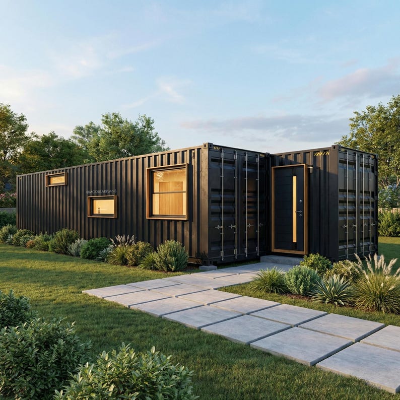 2 X 40ft Container Home Plans | 2 Bed 1 Bath Container House Plans ...