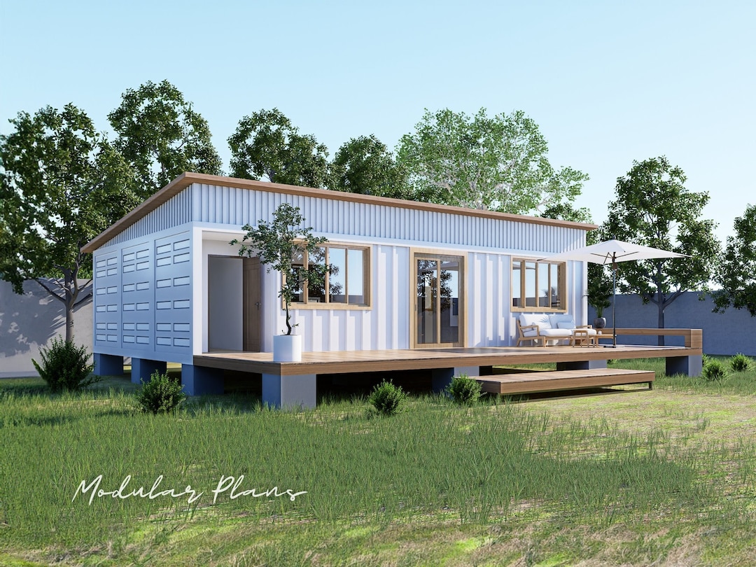 3x40' Modern Container Home Plans | 2 Bedroom Container Home | Full Set ...