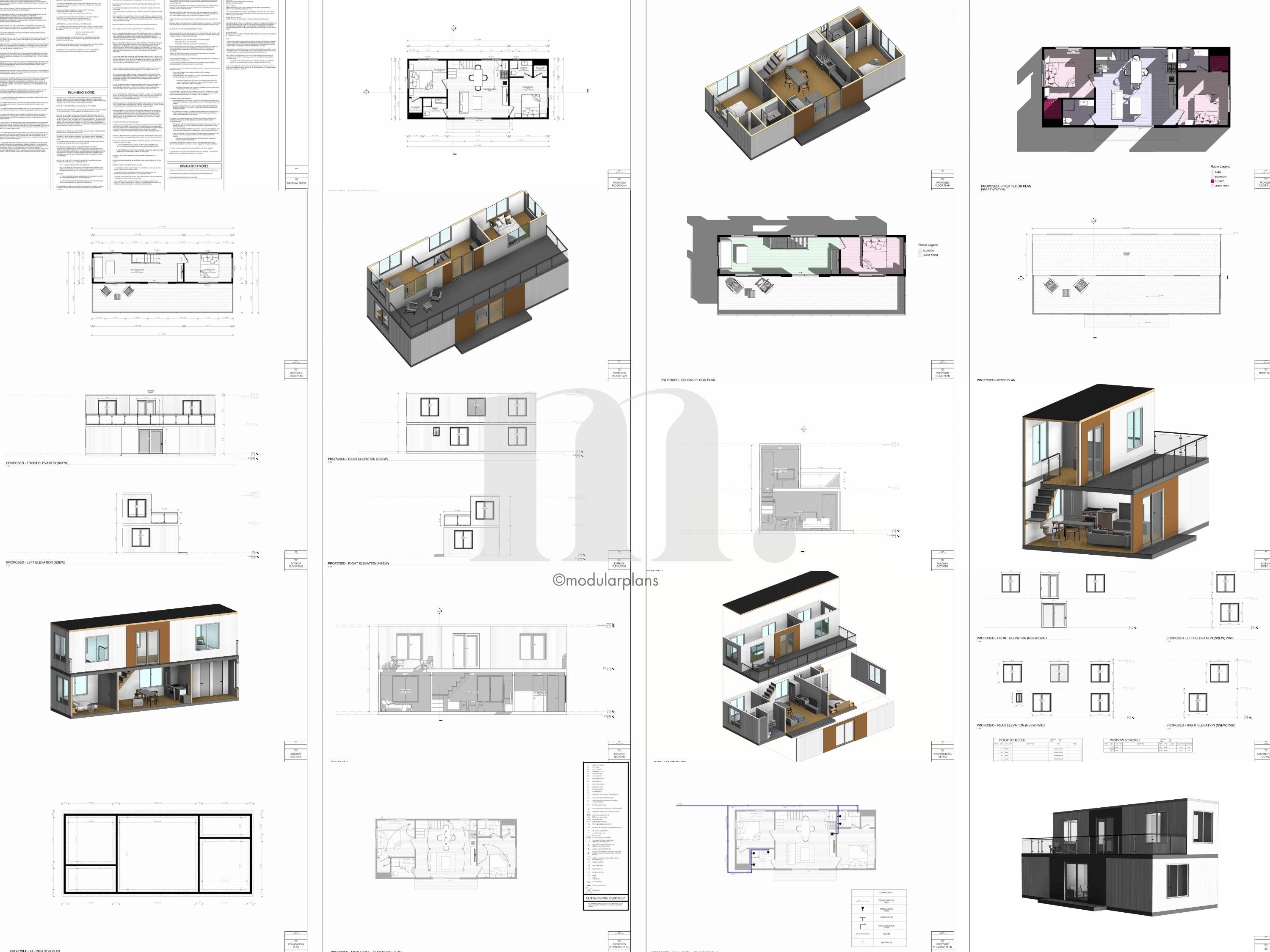 3x40' Container Home Plans | 2 Bed Container Home | Container House ...