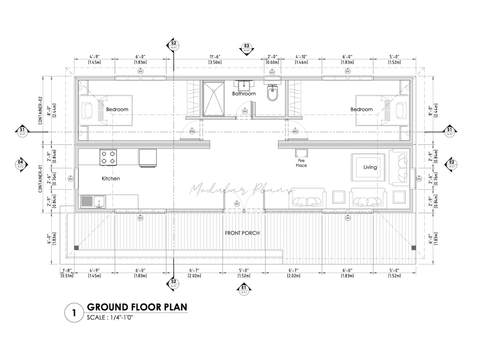2 Bed Container Home Plans | 2x40' Container Home | Shipping Container ...