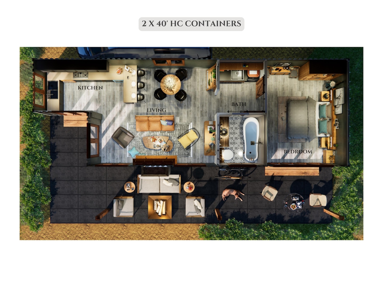 2 X 40 FT Container Home Plans - Container Architectural Floor Plans ...