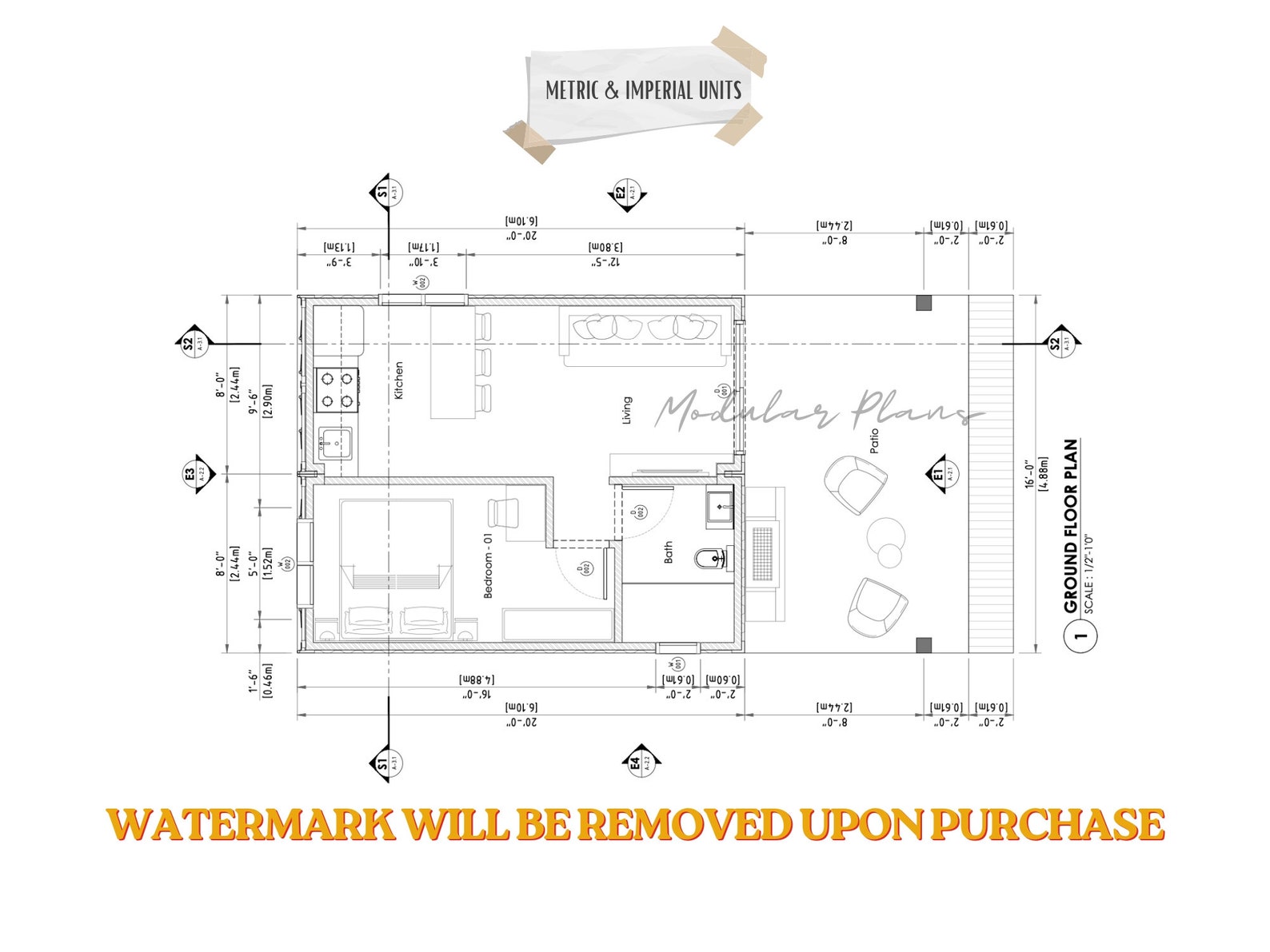 2x20' Container Home Plans - Permit Set Architectural Floor Plans ...