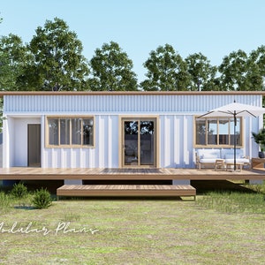 3x40' Modern Container Home Plans | 2 Bedroom Container Home | Full Set ...