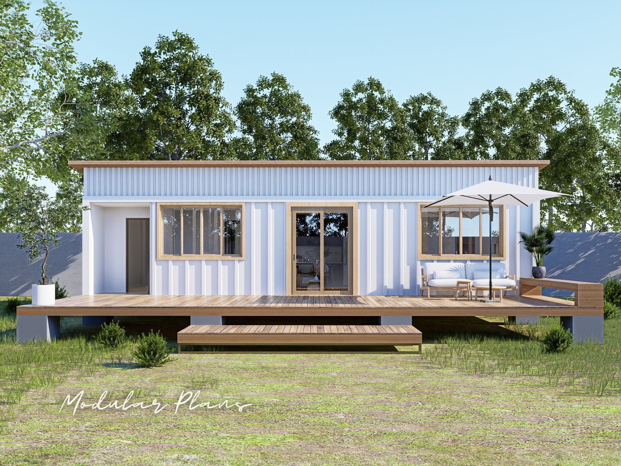3x40' Modern Container Home Plans 2 Bedroom Container Home Full Set ...