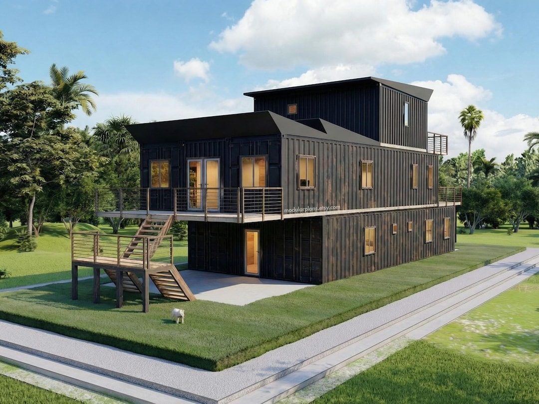 4x53ft 2x20ft Container Home Plans | 5 Bed Container House Plans ...
