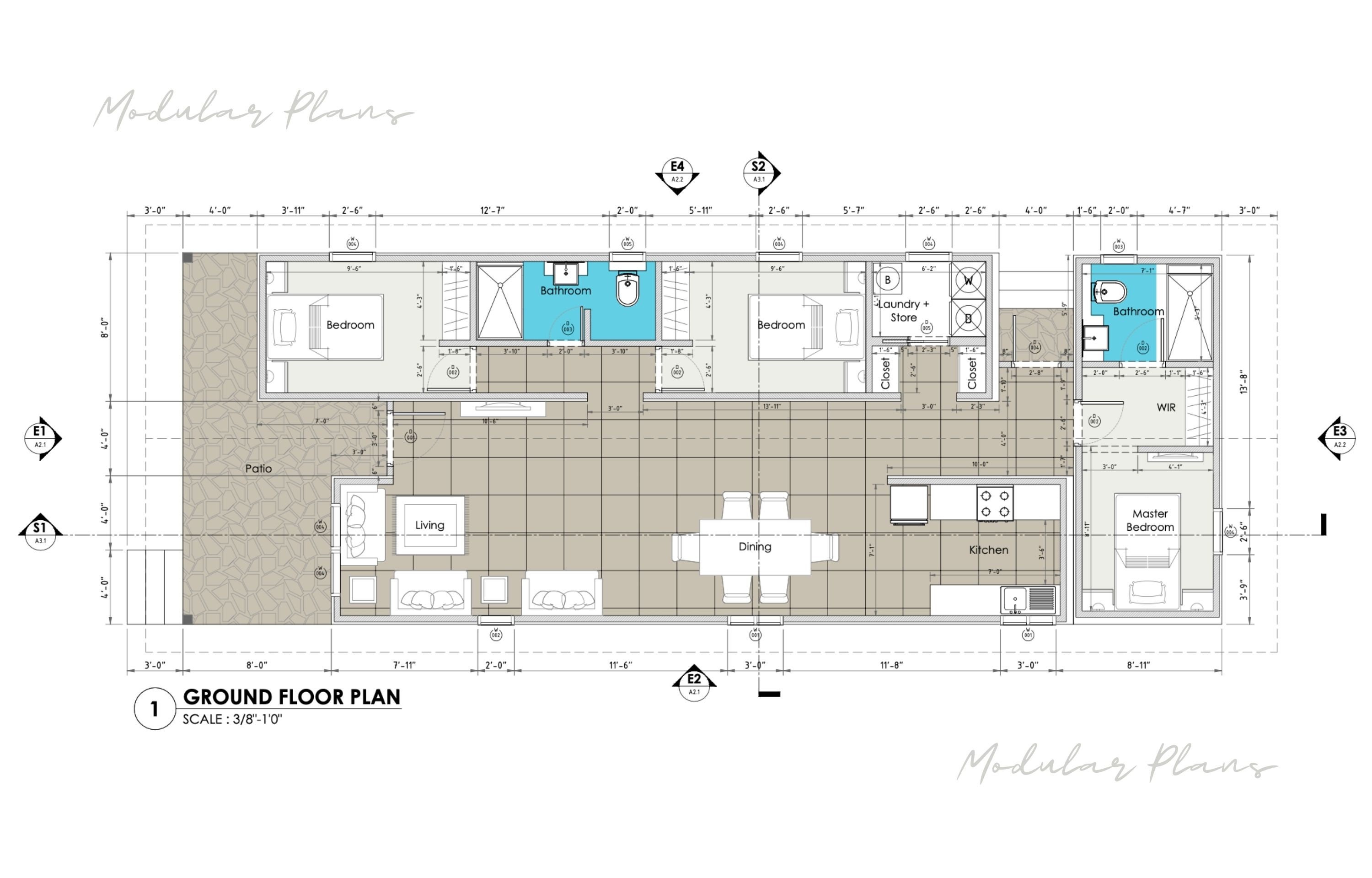 2x40' Container Home Plans - Permit Set Architectural Floor Plans ...