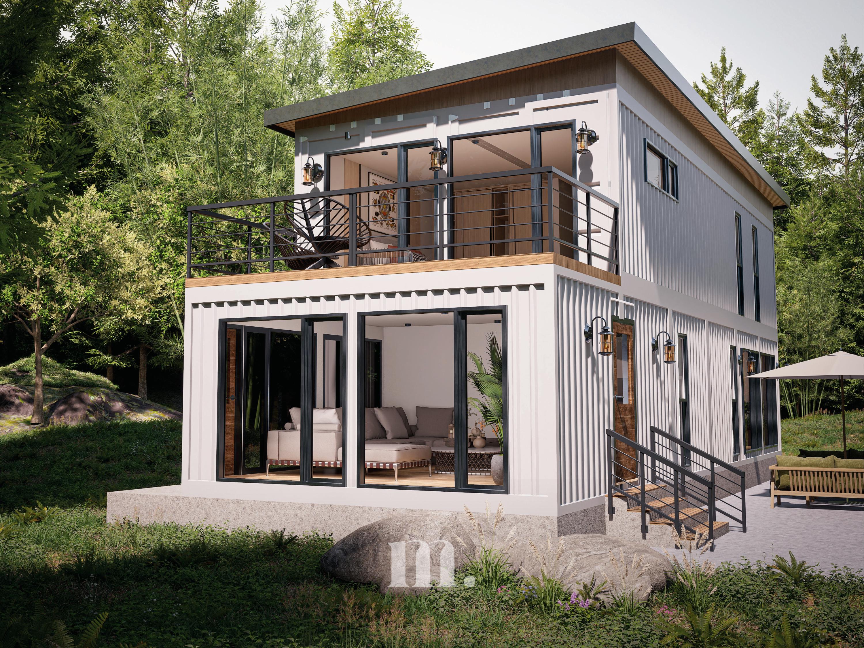 4x40' Container Home Plans | 2 Level Container House Plan | Two Floor ...