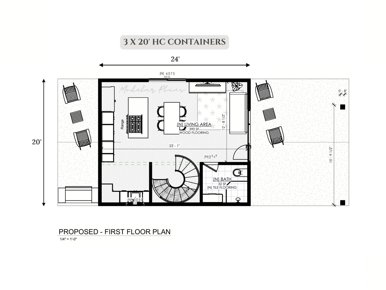 2 Bedroom Container Home Plans | Architectural Plans | 1120SF Modern ...