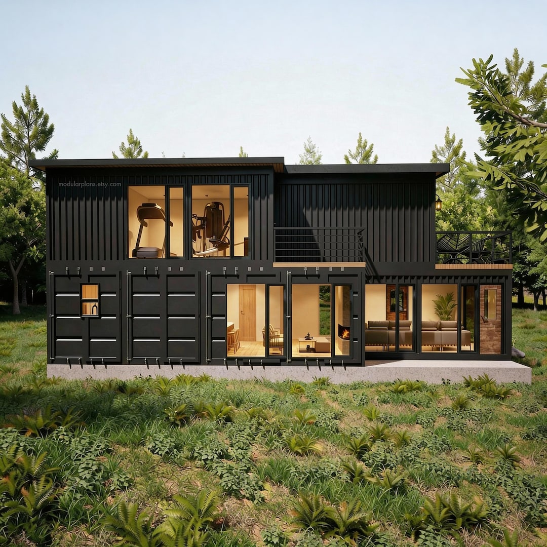 4x40' Container Home Plans | 2 Level Container House Plan | Modern ...