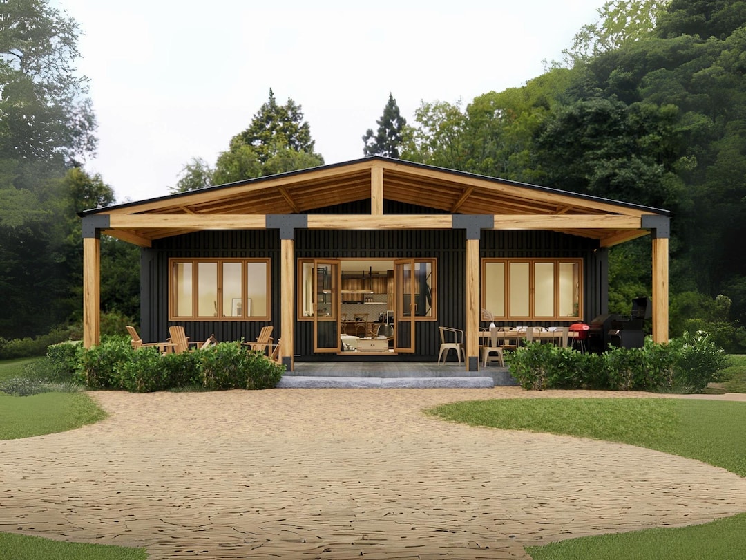 3x40' Container Home Plans | 3 Bed 2 Bath Modern Container House ...