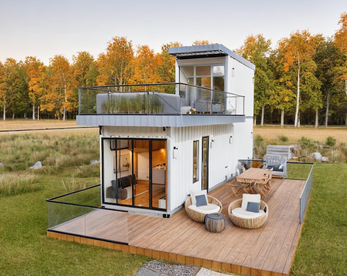 2x40 Container Home Plans - 2 Bed Floor Plans - 640SF Container Home ...