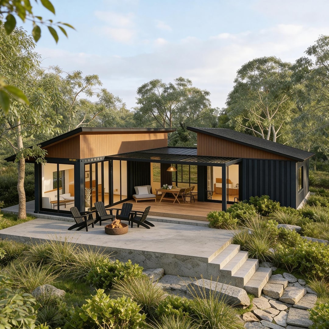 1x40' 2x20' Container House Plans | 3 Bed 2 Bath Container Home | Full ...
