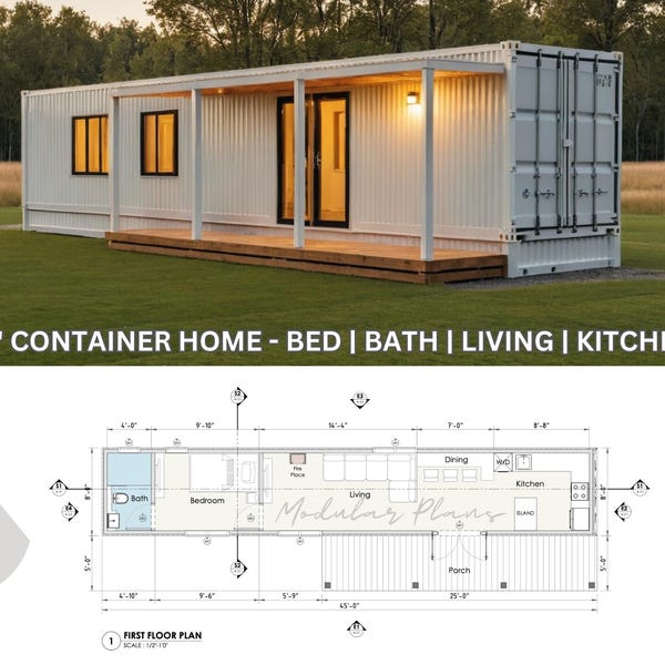 2 X 40ft Container Home Plans | 2 Bedroom Container Home Plans ...