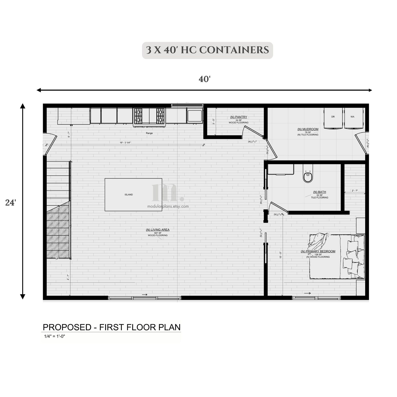 3x40' 3x20' Container Home Plans | 2 Bedroom Container House |container ...